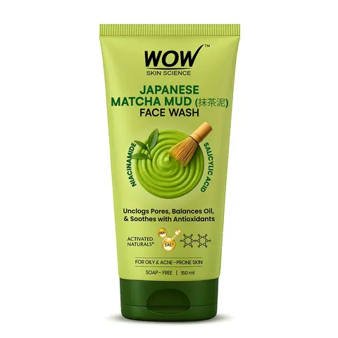 WOW Skin Science Japanese Matcha Mud Face Wash with Salicylic Acid ...